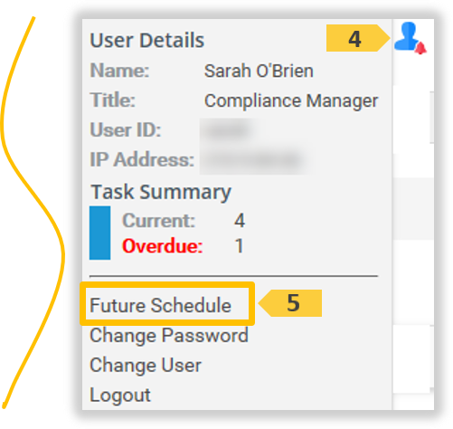 The ‘Future Schedule’ Page is displayed with today as the default From ...