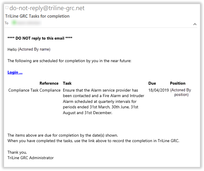 Example Notification Email