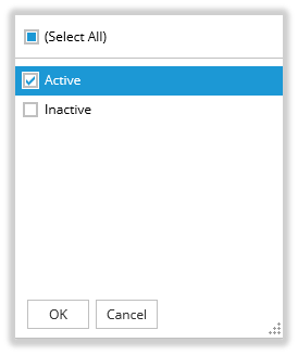 Column Filter Options