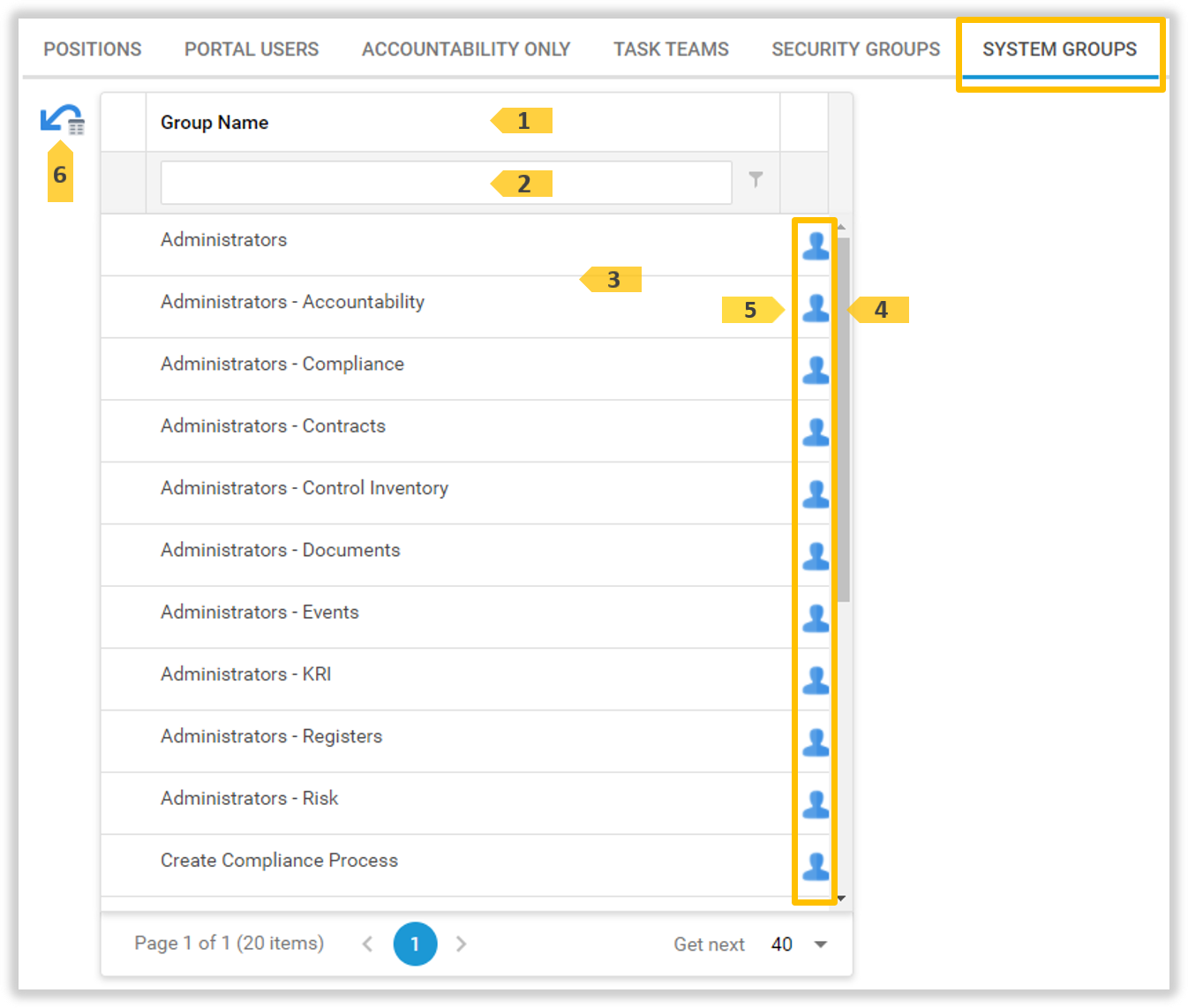 'The 'System Group' tab