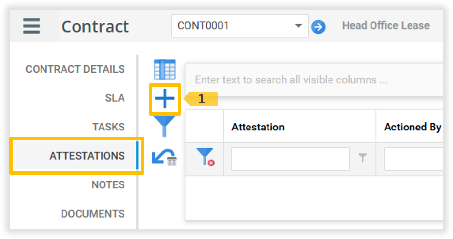 Click the ‘Attestations’ tab. The Attestations list is displayed. Click ...