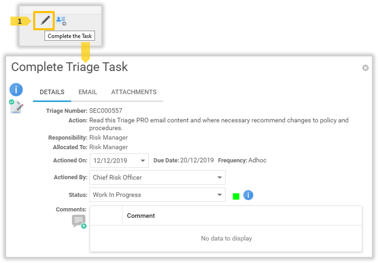 Changing the Actioned On date